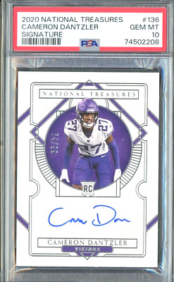 2020 National Treasures #136 Cameron Dantzler Vikings RC Rookie AUTO ...