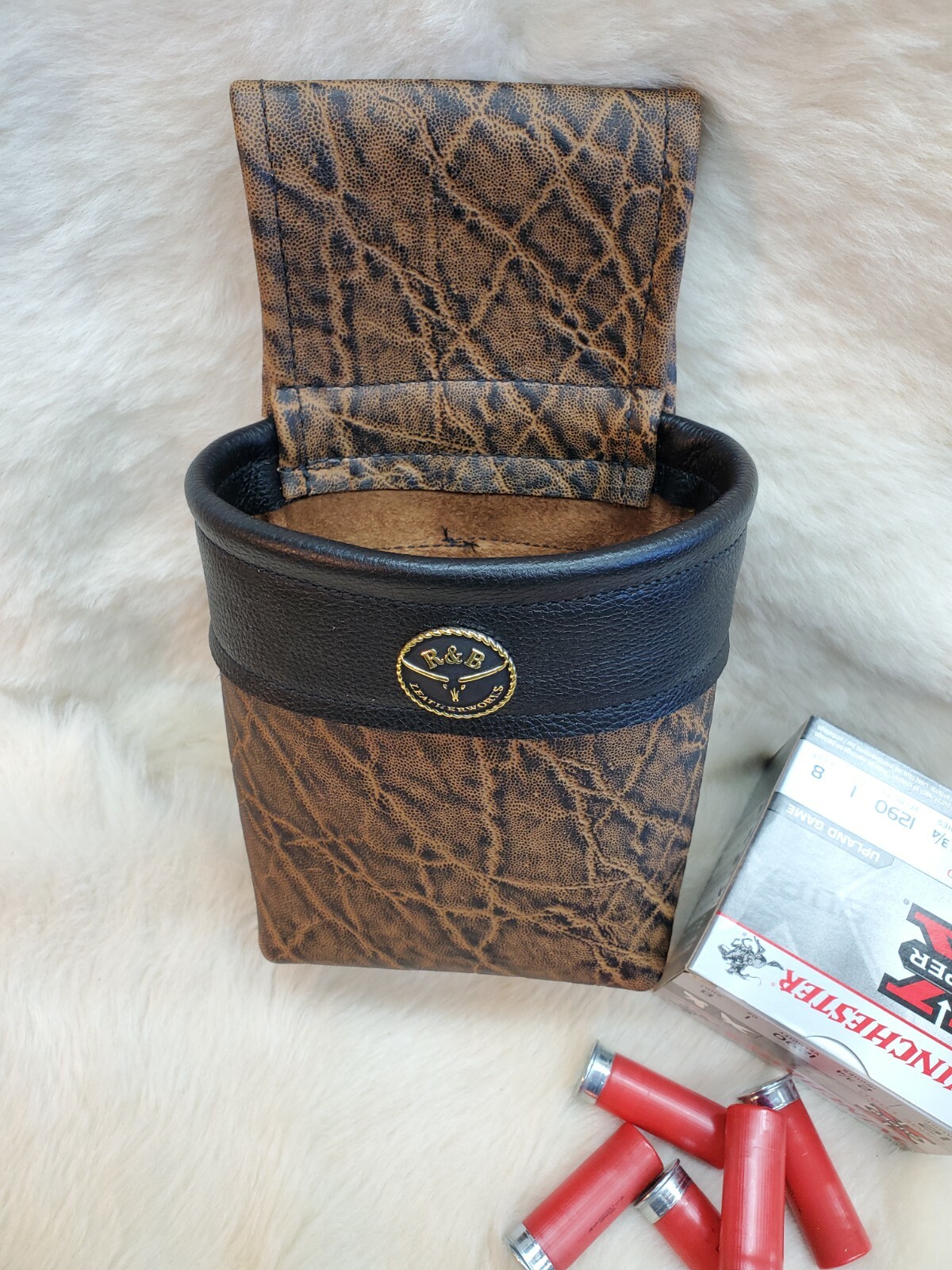 Faux Elephant Leather shotgun shell bag pouch skeet, sporting clays ...