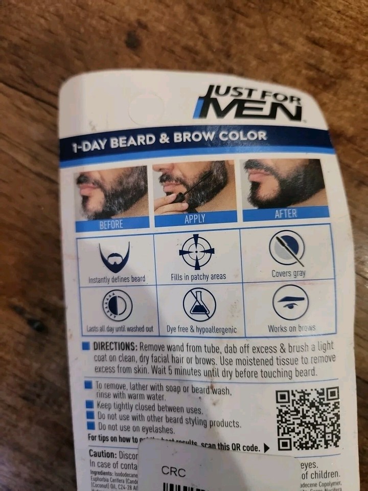 H-Just for Men 1-Day Beard & Brow Color, Temporary Dye for Beard and ...