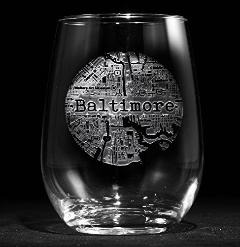 Street Maps Stemless Wine Glass, Hometown City Etched Wine Glasses ...