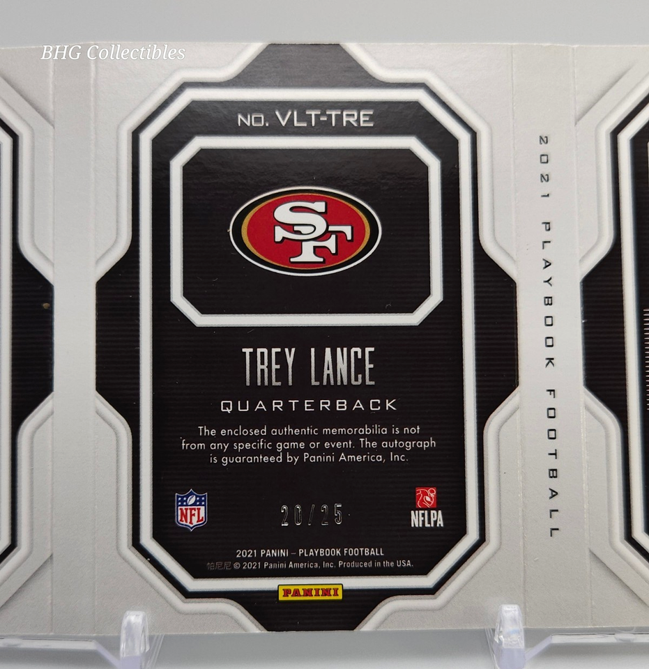 2021 Panini Playbook Trey Lance Vault Tri Fold Jersey Auto RPA /25 | eBay