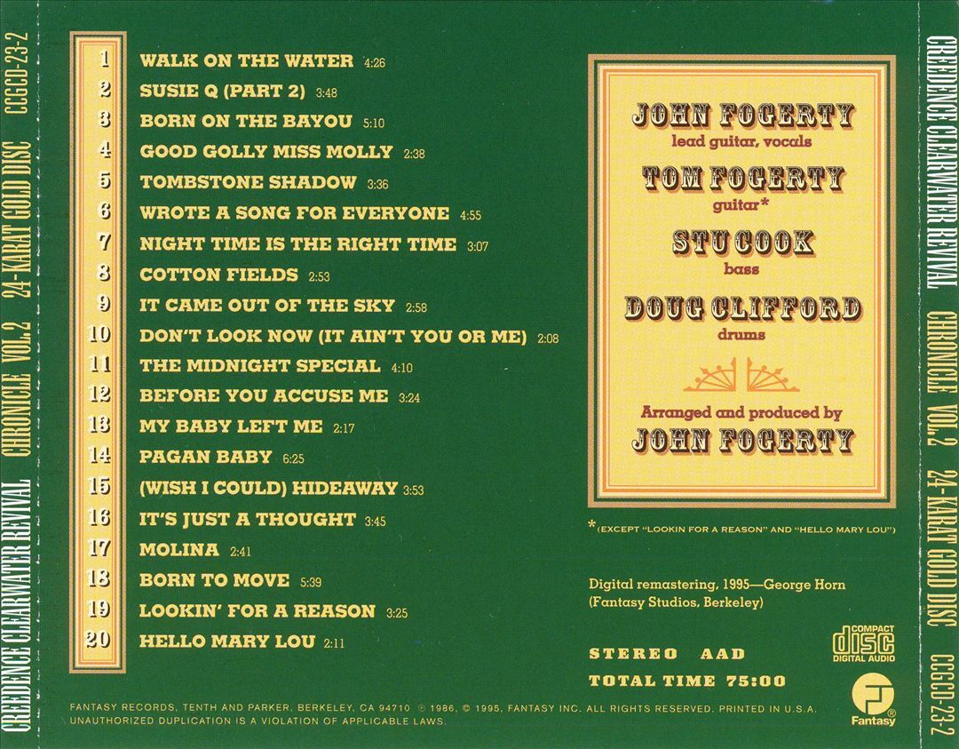 Chronicle 2 by Ccr (Creedence Clearwater Revival) (CD, 1989) for sale ...
