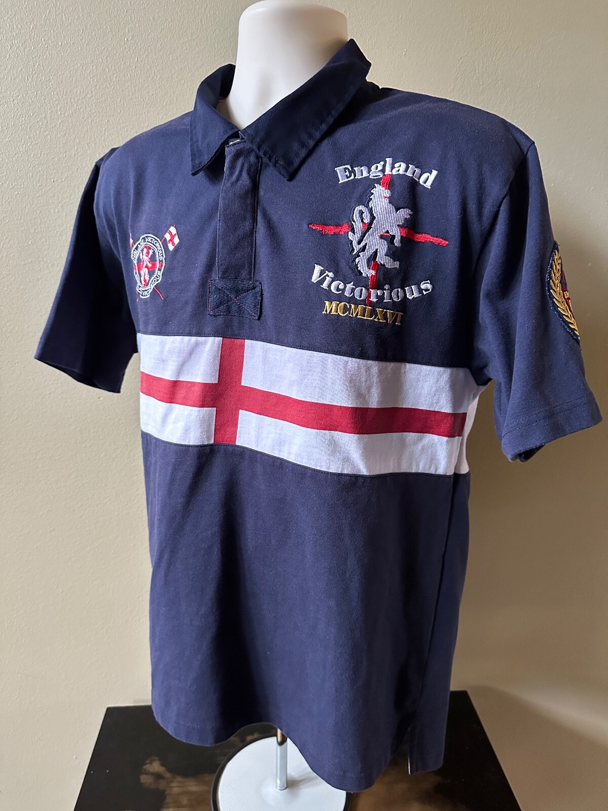 England Victorious (L) Blue ~ Embroidered Crest Lion … - Gem