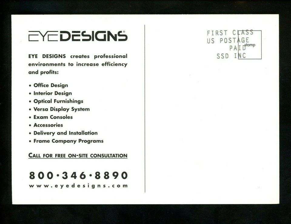 Optical Eye Postcard Advertising Eye Designs College Optometry S ...