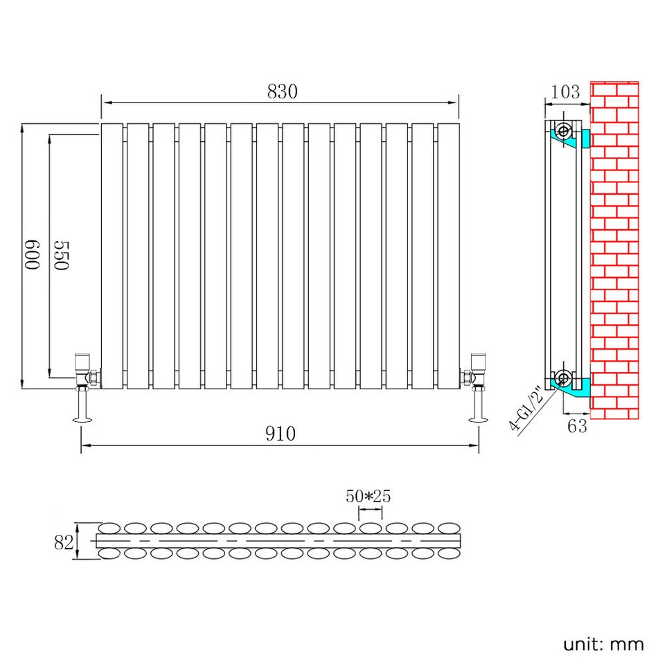Column Radiator Central Heating Horizontal Vertical Rads Anthracite ...