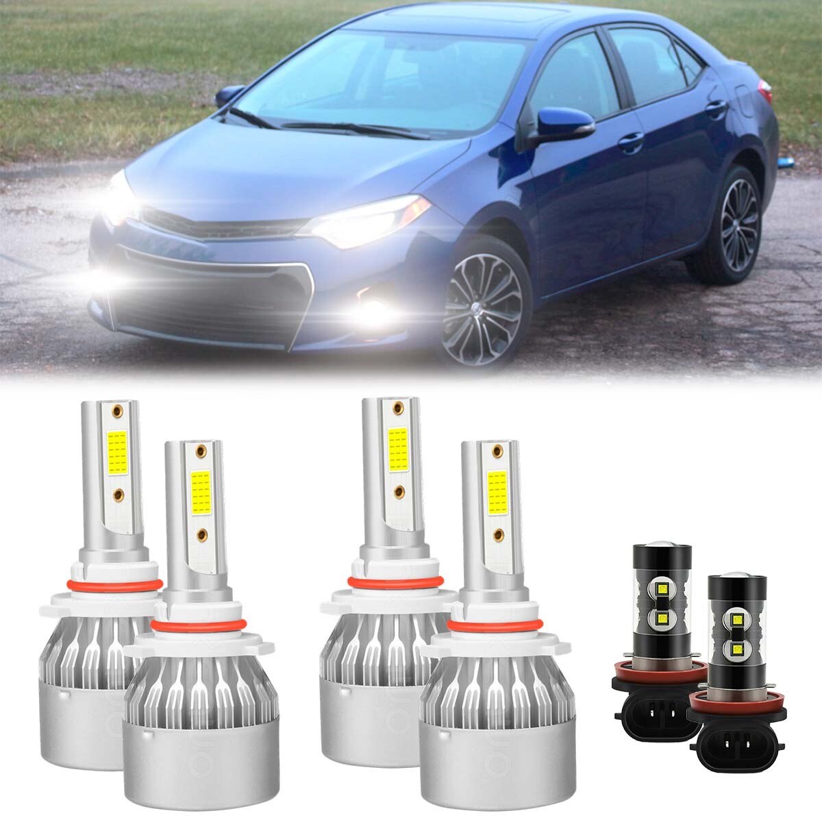For Toyota Corolla 2009-2016 6x LED Headlight High Low Fog Light Bulbs ...