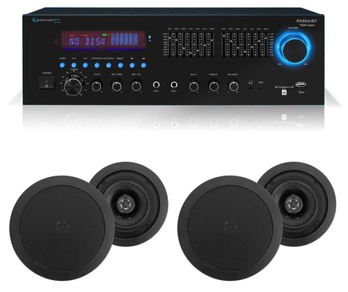 Technical Pro RX55URIBT Home Theater Receiver+(4) 5.25" Black Ceiling ...