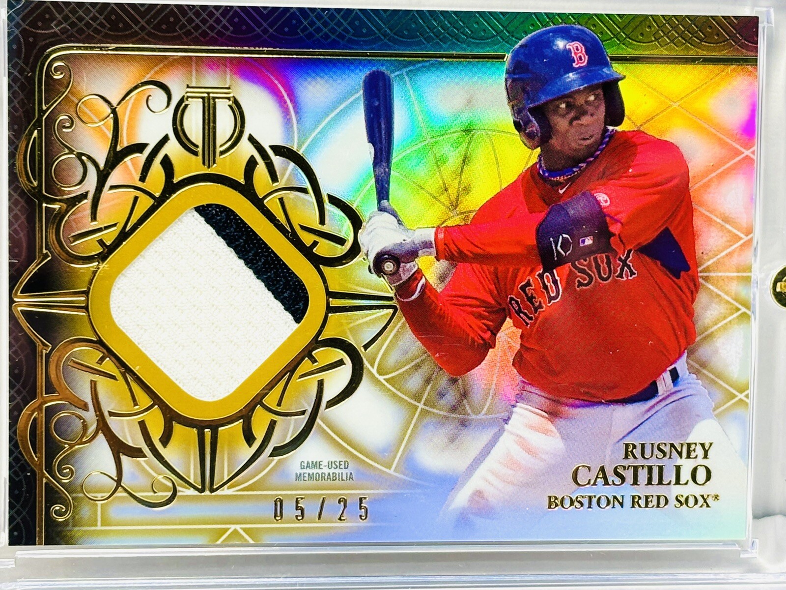 2015 TOPPS TRIBUTE RELIC GOLD RUSNEY CASTILLO GAME USED PATCH 5/25 TR ...