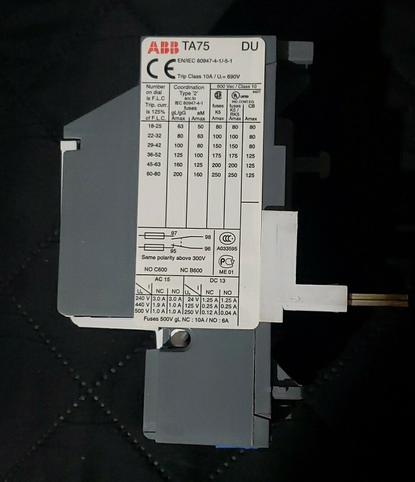 ABB Thermal Overload Relay TA75DU-32M 42M 52M 63M 80M 32A 80A High ...
