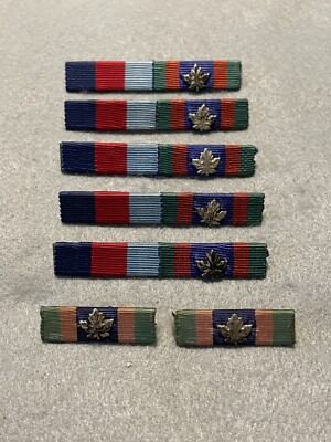 WW2 Canadian Pin-Back Volunteer Service Medal Ribbon Bars w/ Maple Leaf ...