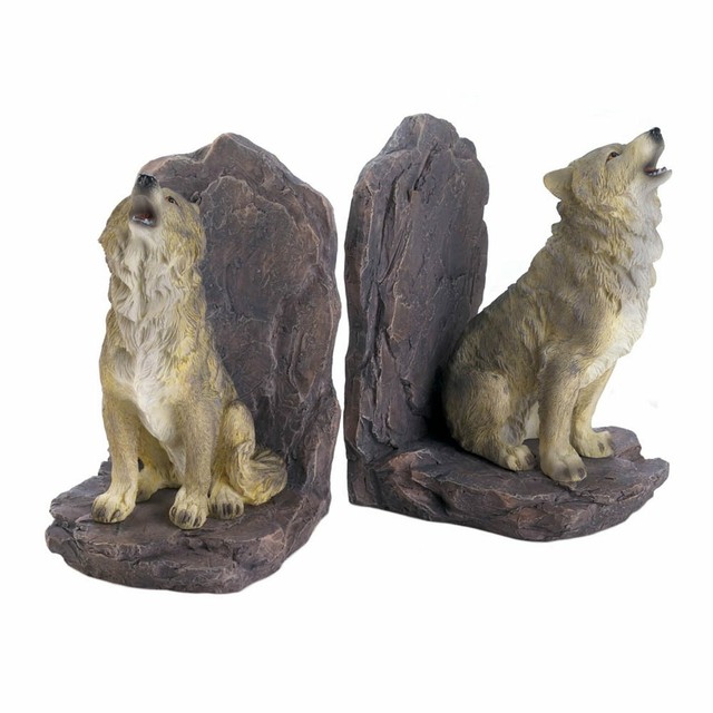 Accent Plus 10018439 Howling Wolf Bookends for sale online | eBay