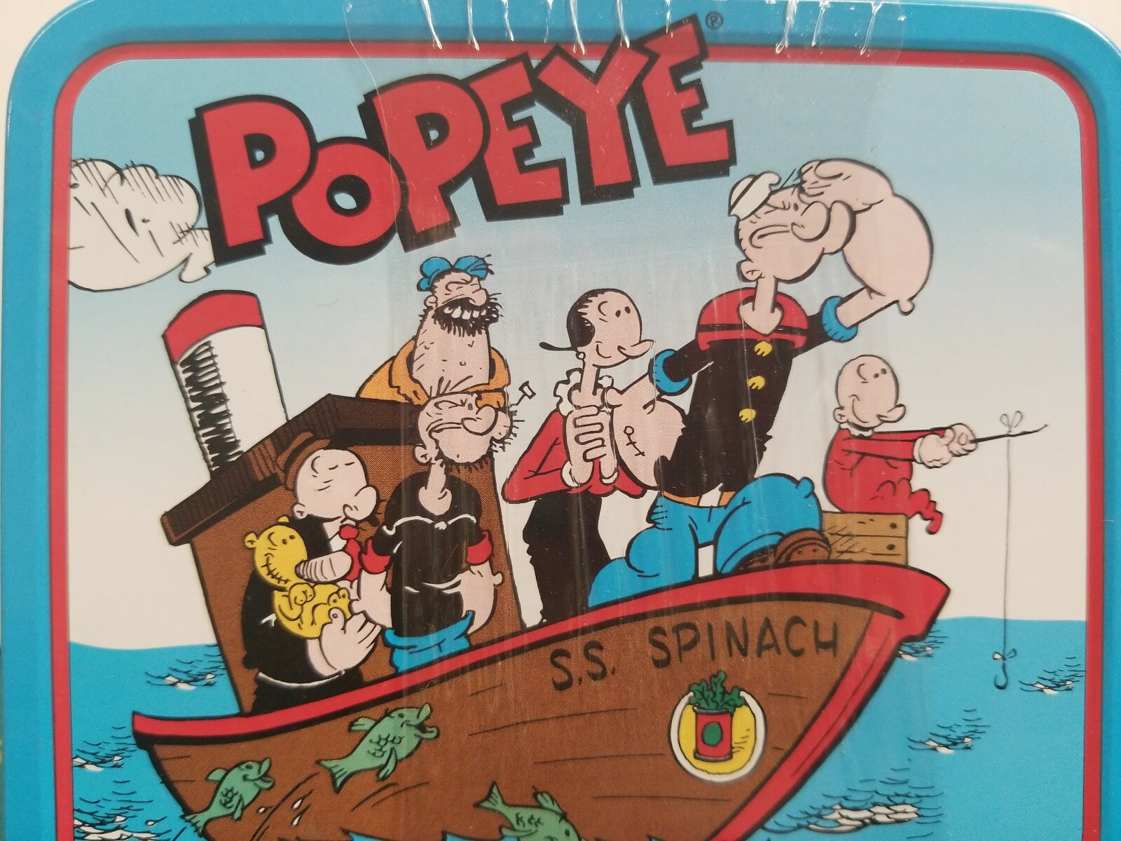 Popeye the sailor man Boat S.S. Spinach Tin Metal Mini Lunch box Hearst ...