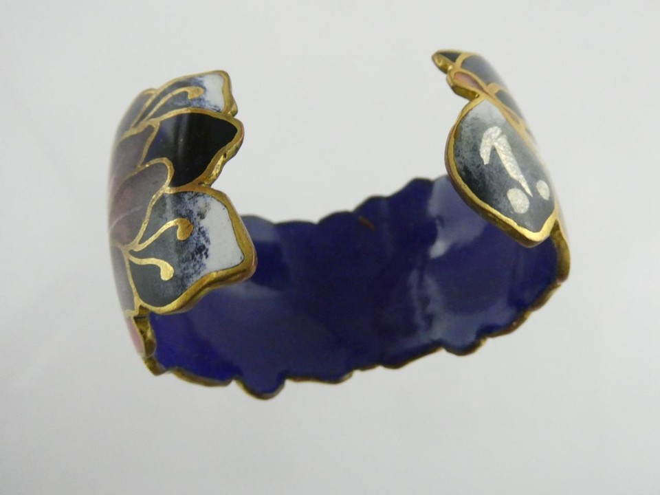 David Kuo Champleve Enameled Cuff Bracelet Cloisonne Floral Design 6.25 ...