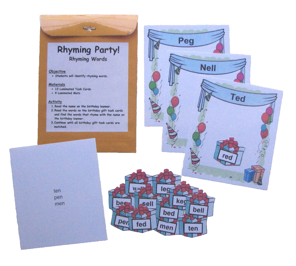 Teacher Made Literacy Center Educational Learning Resource Game Rhyming ...