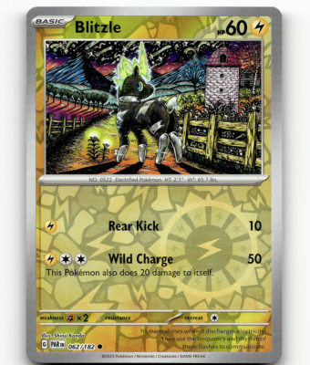 Reverse Holofoil - Pokemon Blitzle - 062/182 - Paradox Rift | eBay