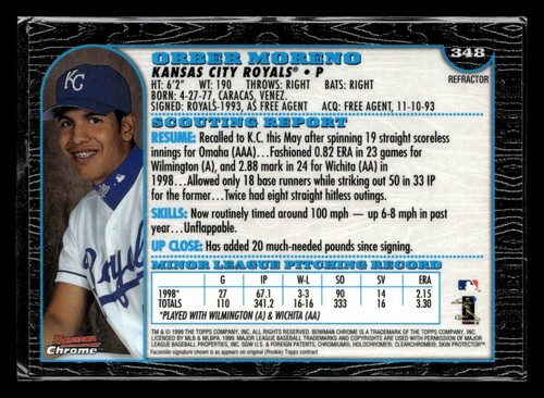 1999 Bowman Chrome - Orber Moreno #348 Refractor (RC) for sale online ...