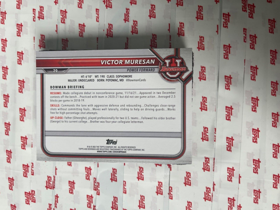 2021-22 topps bowman university victor muresan #20 | eBay