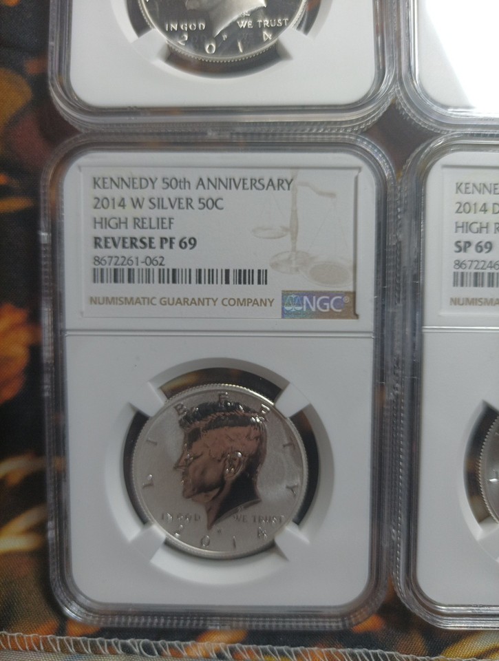 2014 Kennedy Silver 50C 4 Coin Set 50 Anniversary NGC SP69 PF69 RP69 ...