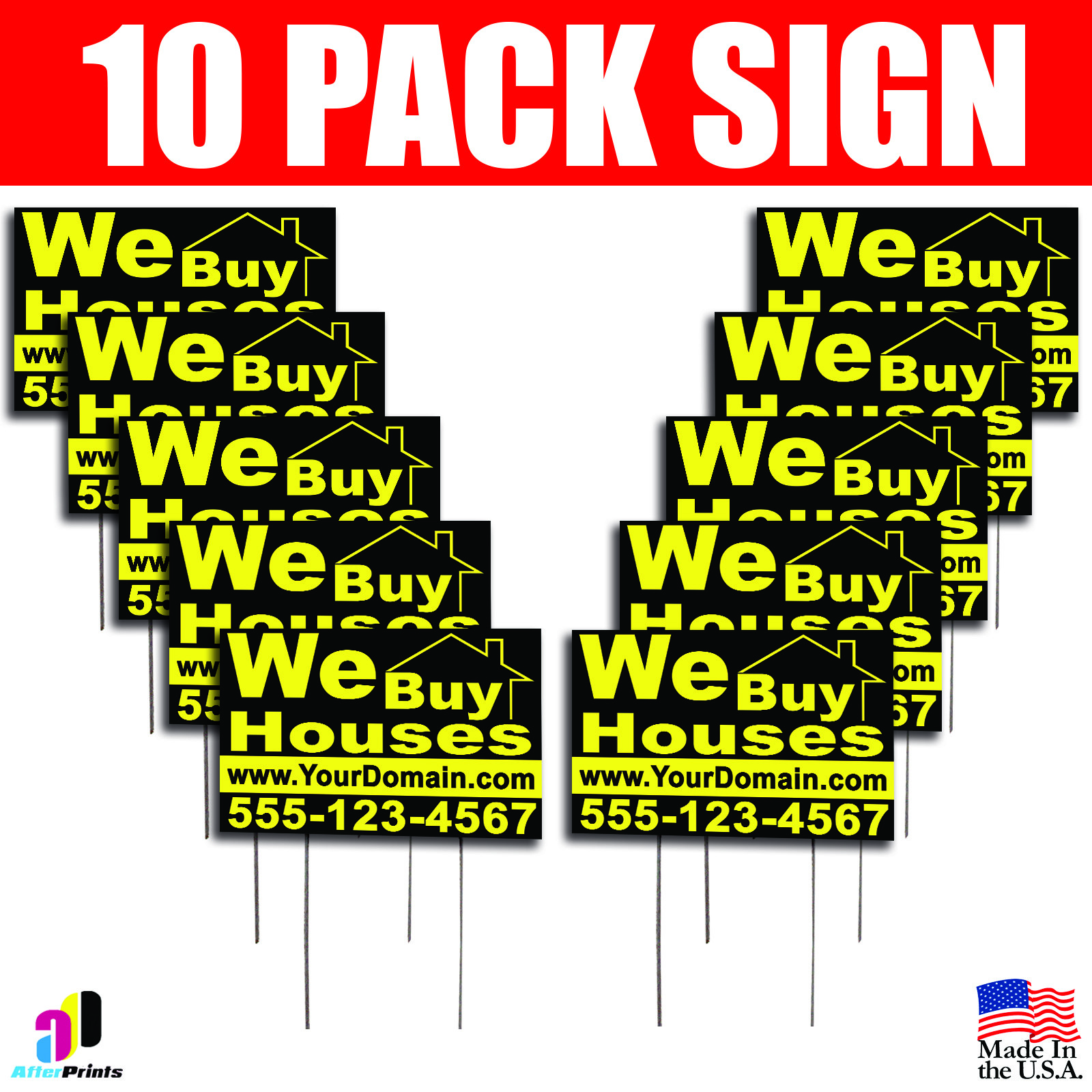 10X We Buy Houses Signs Your Phone Number And Website Real Estate ...