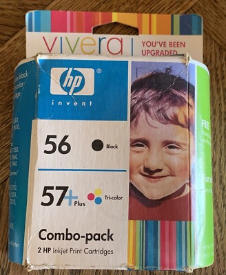 Genuine HP Ink Cartridge 2 Pack 56 + 57 Combo Pack Expired Feb 2008 ...