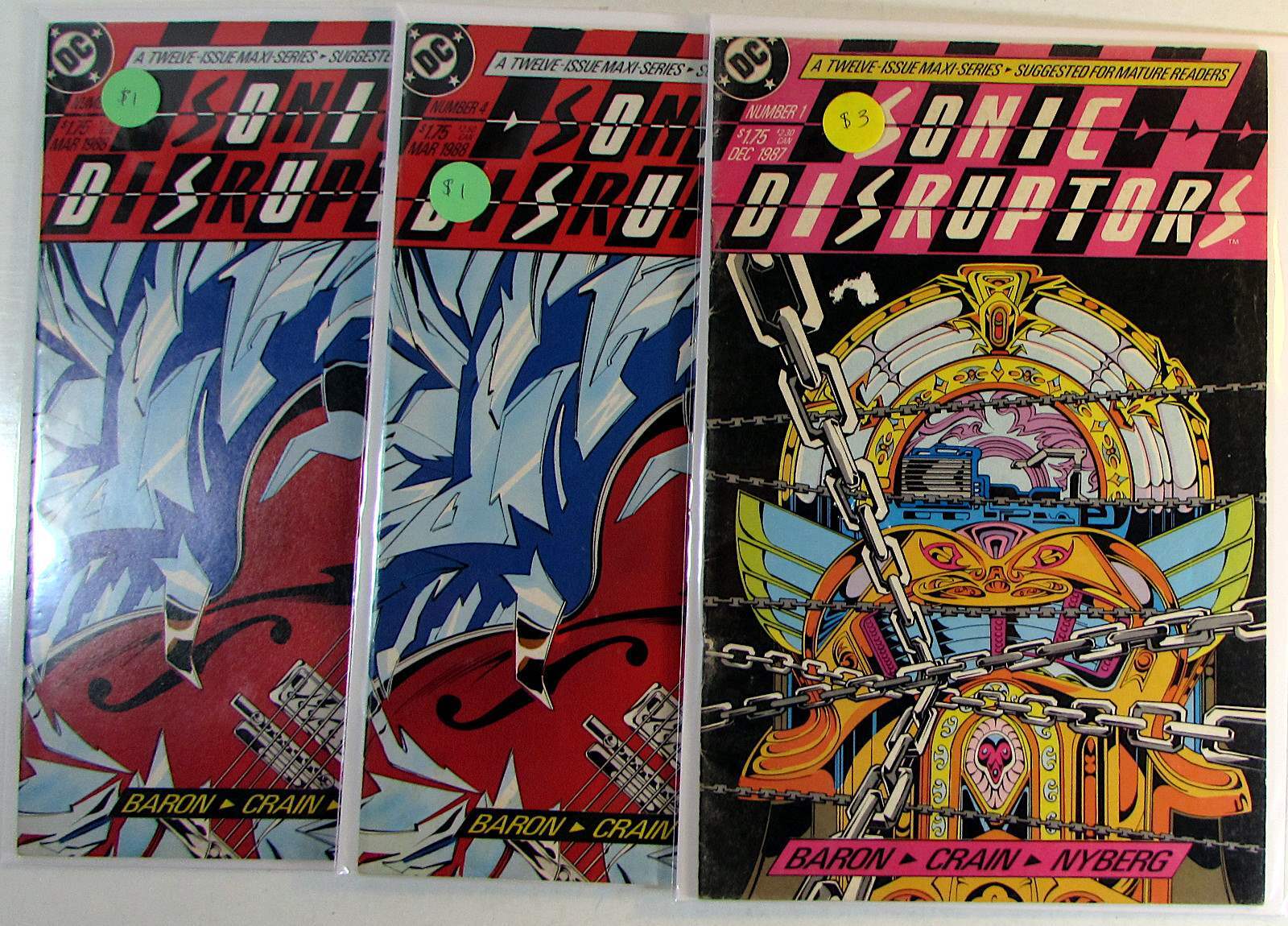 Sonic Disruptors Lot of 3 #4 x2, 1 DC Comics (1988) FN+ 1st Print Comic ...