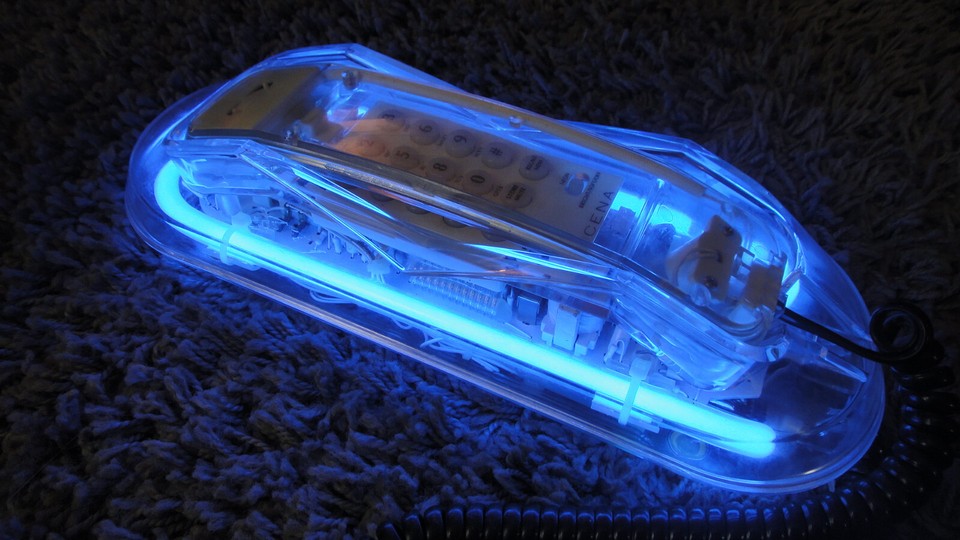 ORIGINAL Vintage 80s Rhonda Cicena Neon Light Up Phone Blue w/ OG Box ...