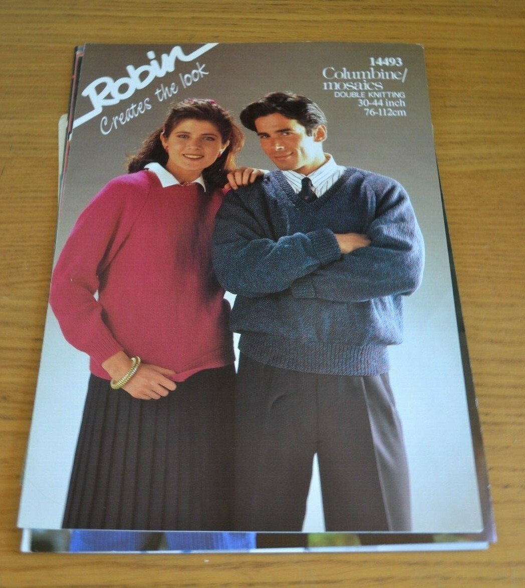 ROBIN * COLUMBINE MOSAICS DK * HIS AND HER SWEATERS KNITTING PATTERN ...