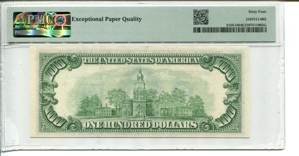 FR 2158-D 1950A $100 FED RESERVE NOTE PMG 64 EPQ CHOICE UNC ***FINEST ...