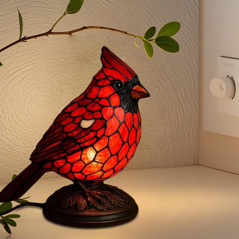Cardinal Bird Desk Lamp Red Resin Bird Lamps For Christmas Art ...