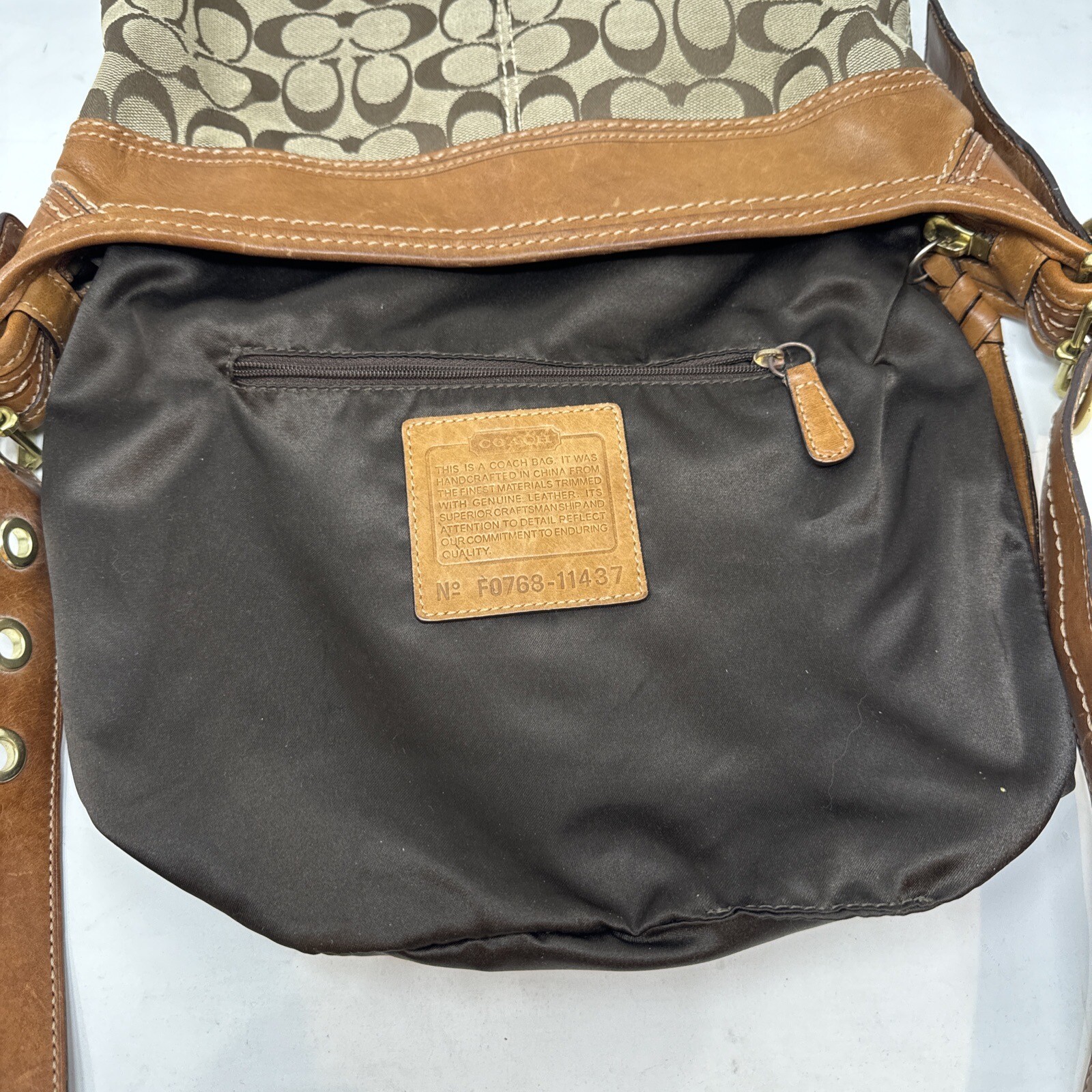 Coach Legacy Signature Bleeker Tan leather Jacquard B… - Gem