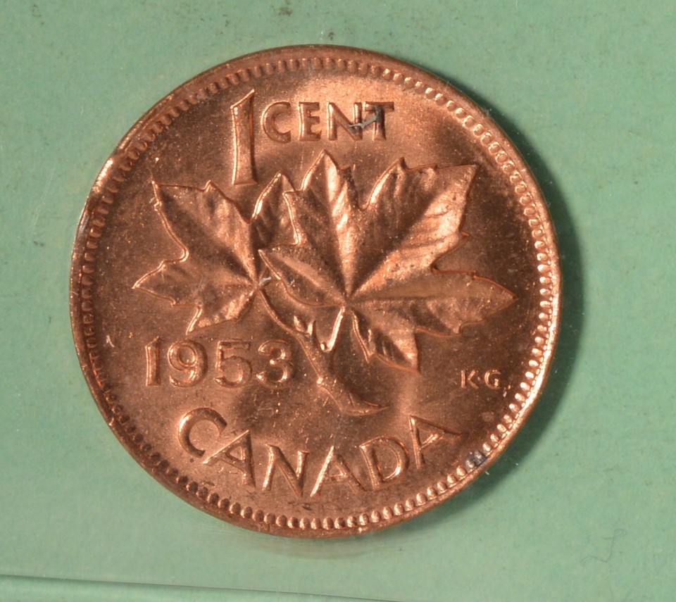 1953 NSF - Canada Penny - Hanging 3 - Graded - ICCS MS65 RED - Serial ...