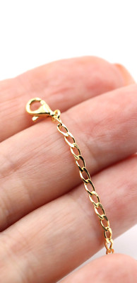 Genuine 9ct Yellow Gold Long Link Curb Diamond Cut Extender 5.5cm 2.1mm ...