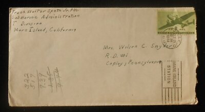 1944 POSTAL HISTORY Frank Walter Spath Jr Submarine Admin Vallejo Mare ...