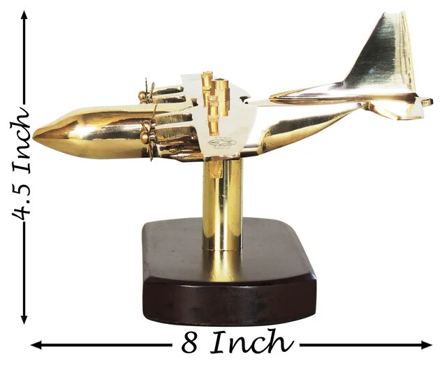 Brass Aeroplan Airplane Jet Statue Desk Tabletop Figurine Decoration 7. ...