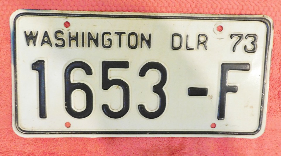 Vintage 1973 State of WASHINGTON DEALER LICENSE PLATE Collector ...