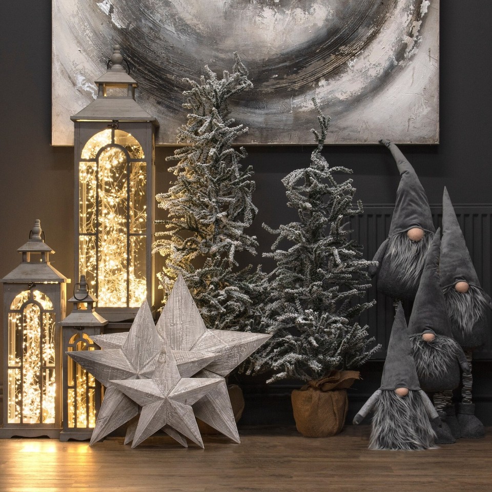 Set of Three Grey Wooden Stars Washed Art Wall Decorative | eBay UK