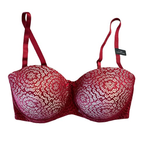 NWOT B.Luxe Red Lace Convertible Underwire Padded Bra Full Coverage 38D ...
