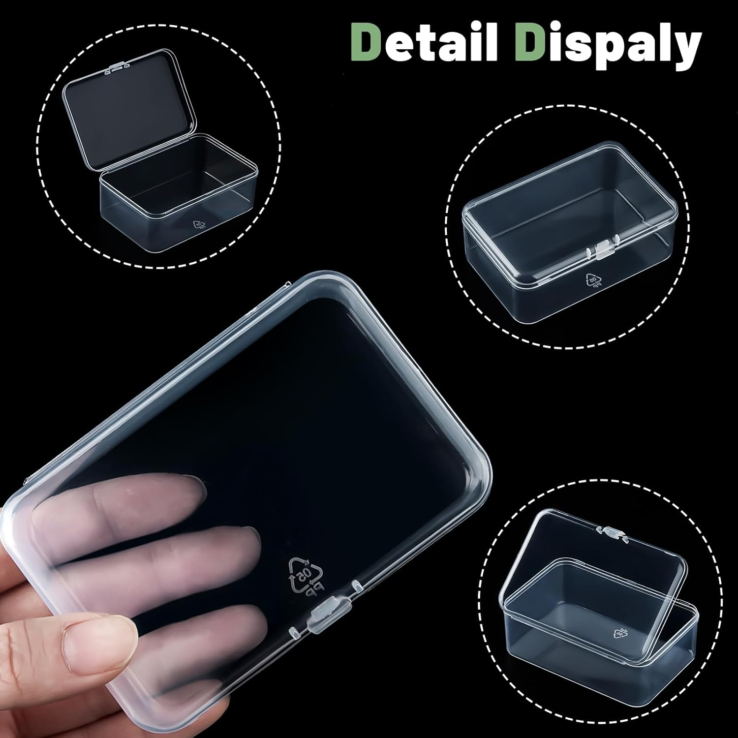 6 Pack Small Plastic Storage Containers with Hinged Lids, Rectangle ...