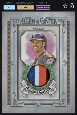 TOPPS BUNT 22 MIKE PIAZZA ALLEN & GINTER FRAMED MINI RELIC,NY METS ...
