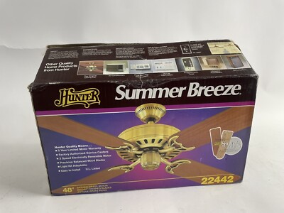 Vintage Hunter Fan 48” FINISHED BLADES ANTIQUE BRASS IRONS 1988 High ...