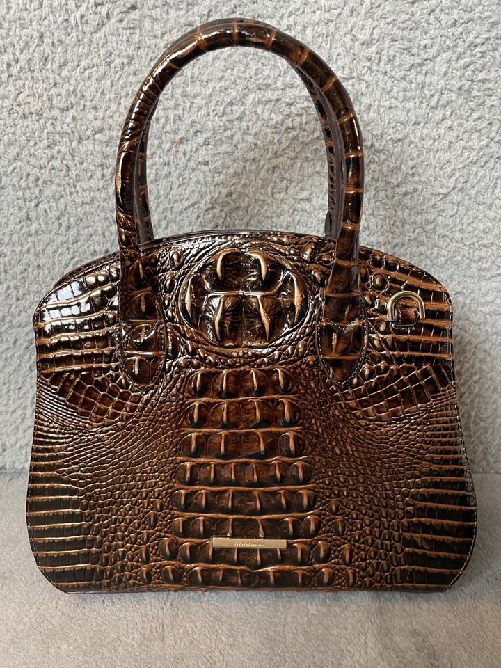 Brahmin Rosetta Chocolate Double Handles Shoulder Handbag & Credit Card ...