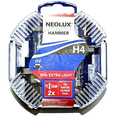 NEOLUX HAMMER H4 12V 2-er Box Halogen 60/55W Auto KFZ 50% EXTRA LIGHT ...