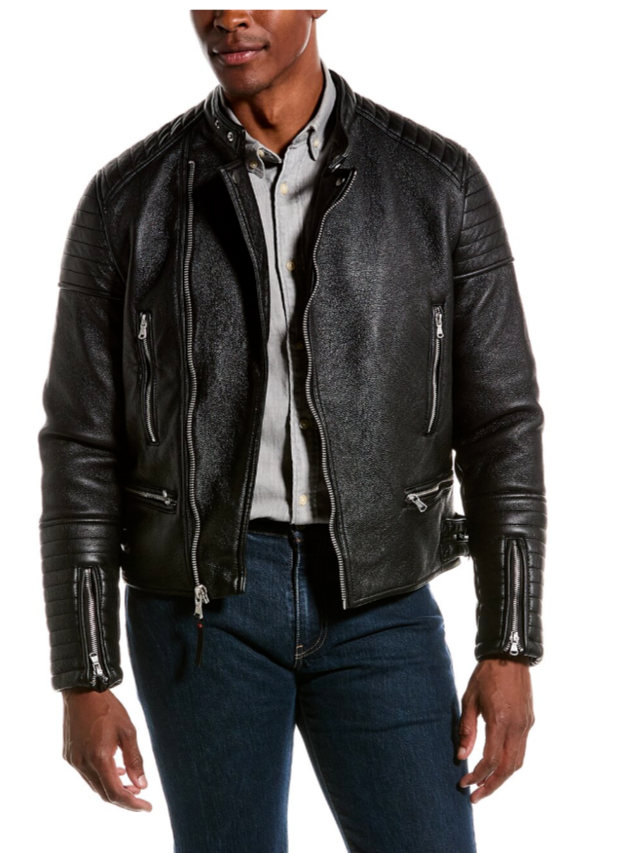Robert Graham RACER Faux Leather Racer Jacket Black $318 XL NWT ...