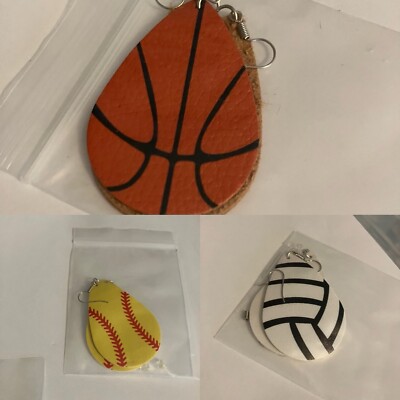 Faux leather Teardrop Baseball Volleyball Basketball sports Lot 3 Pair ...