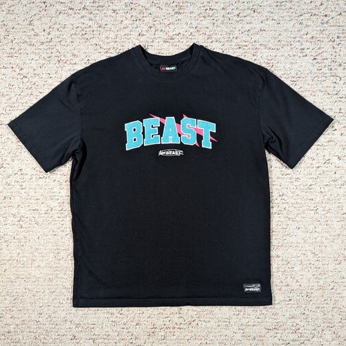 Mr Beast T-Shirt Fuzzy/Carpet Logo Adult MEDIUM Black Embroidered ...