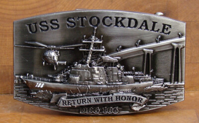 USS Stockdale (DDG-106) Crew Belt Buckle "Return With Honor" Antique ...