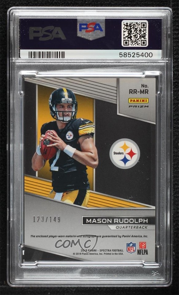 2018 Spectra Radiant Rookie Signatures Mason Rudolph PSA 9 RPA Patch ...