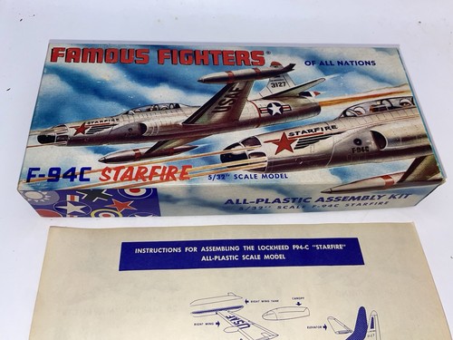 VTG 50s AURORA Famous Fighters Model Kit #390 F-94C Jet Box ...