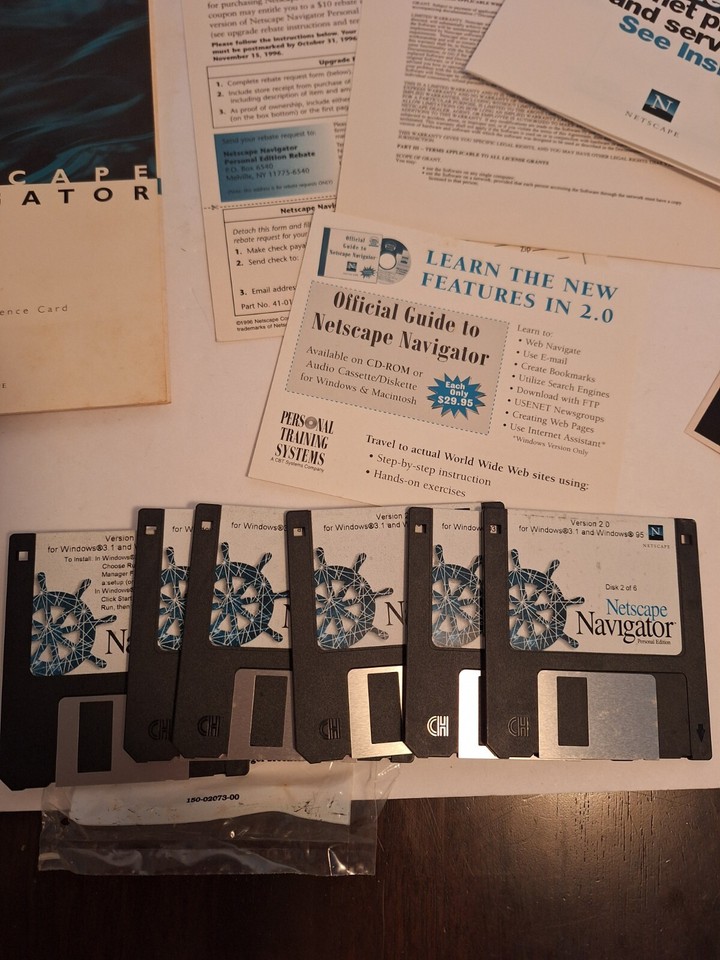 Vintage Netscape Navigator 2.0 Personal Edition Windows 95 & 3.1 - 6 ...
