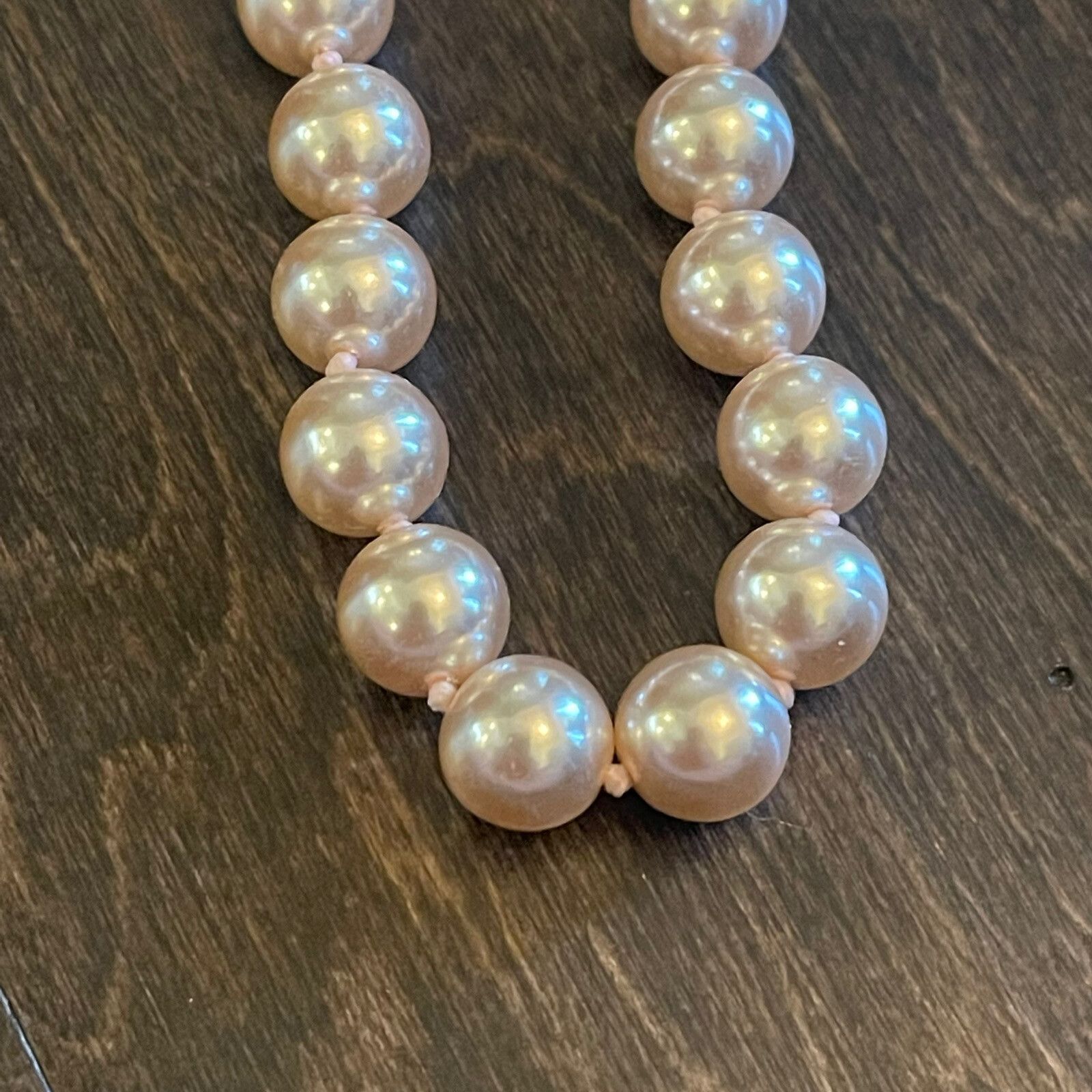 Monet Faux Pink Pearl Necklace Knotted Pearls 50’s Glam Style Costume ...